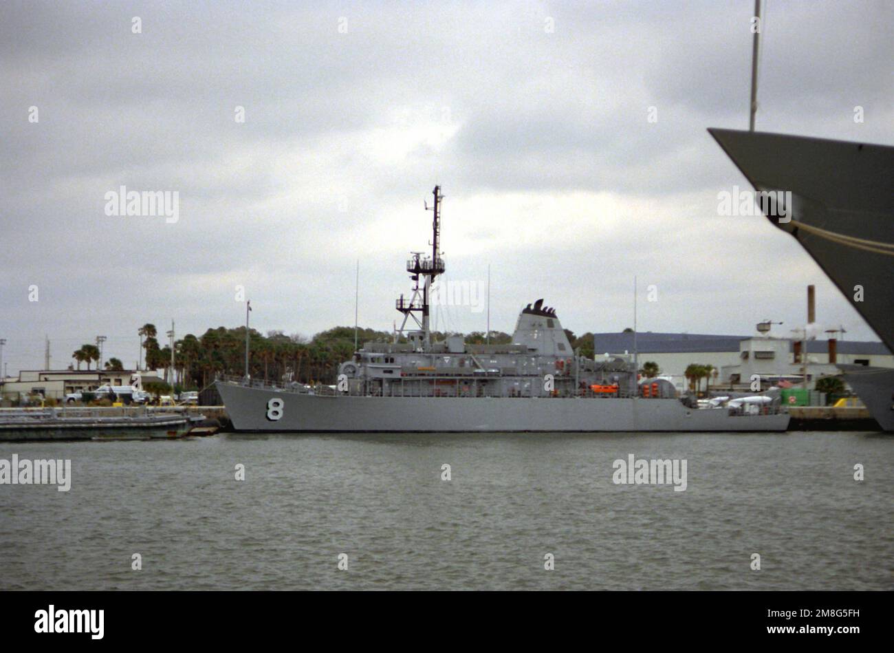 The mine countermeasure ship USS SCOUT (MCM-8) lies tied up at the ...