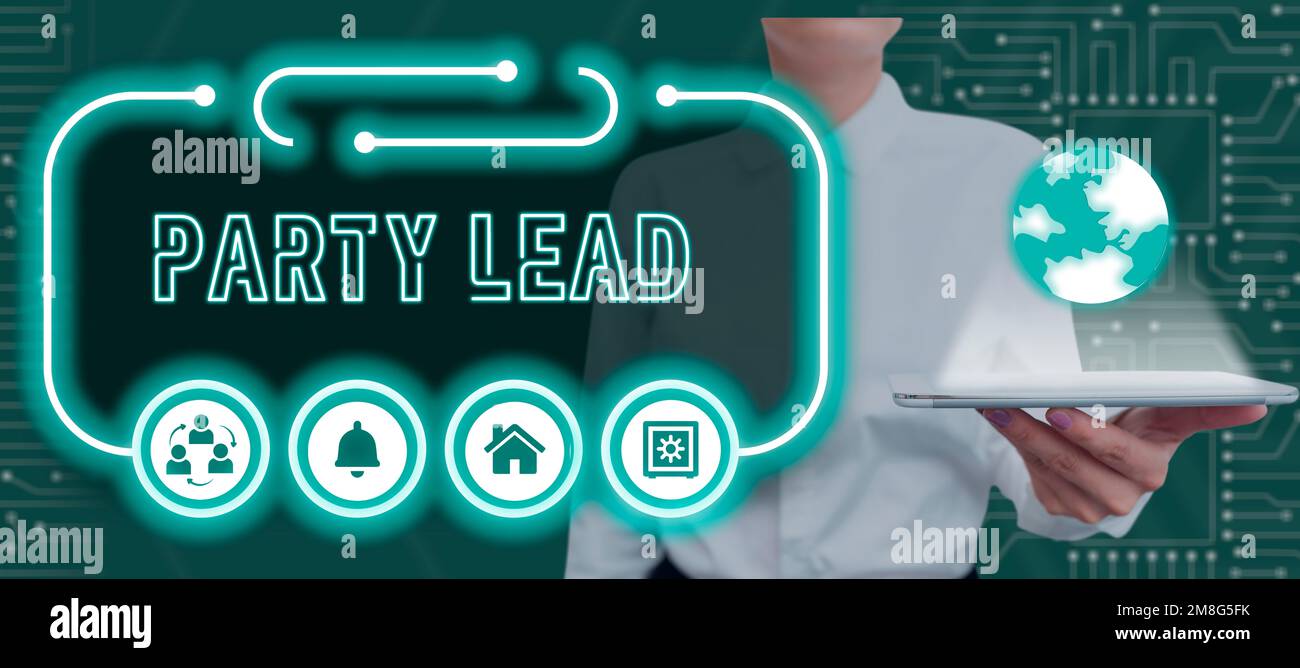 Conceptual caption Party Lead. Word for acts as the official ...