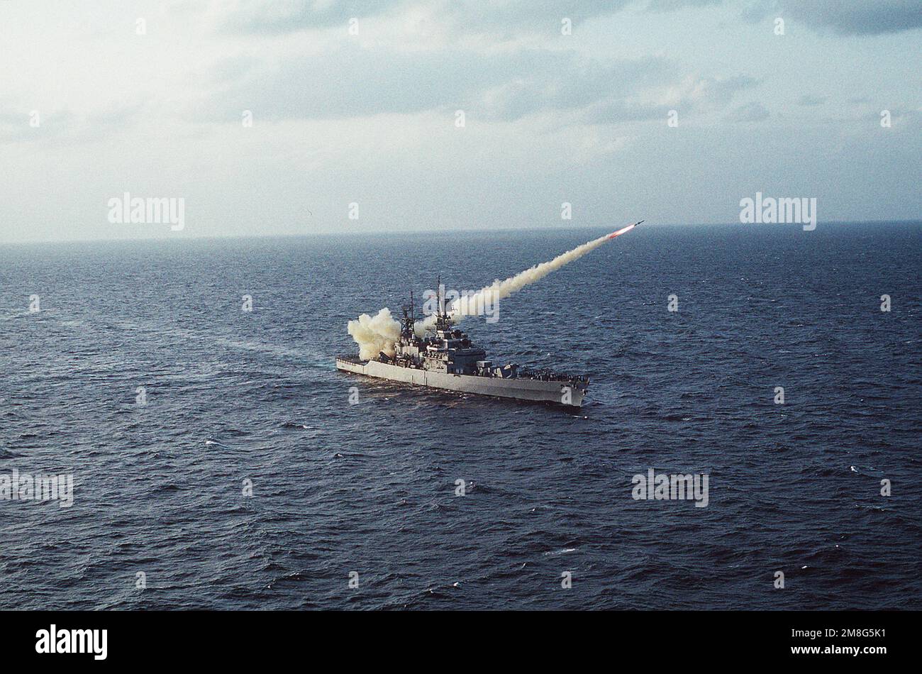 A starboard bow view of the nuclear-powered guided missile cruiser USS ...