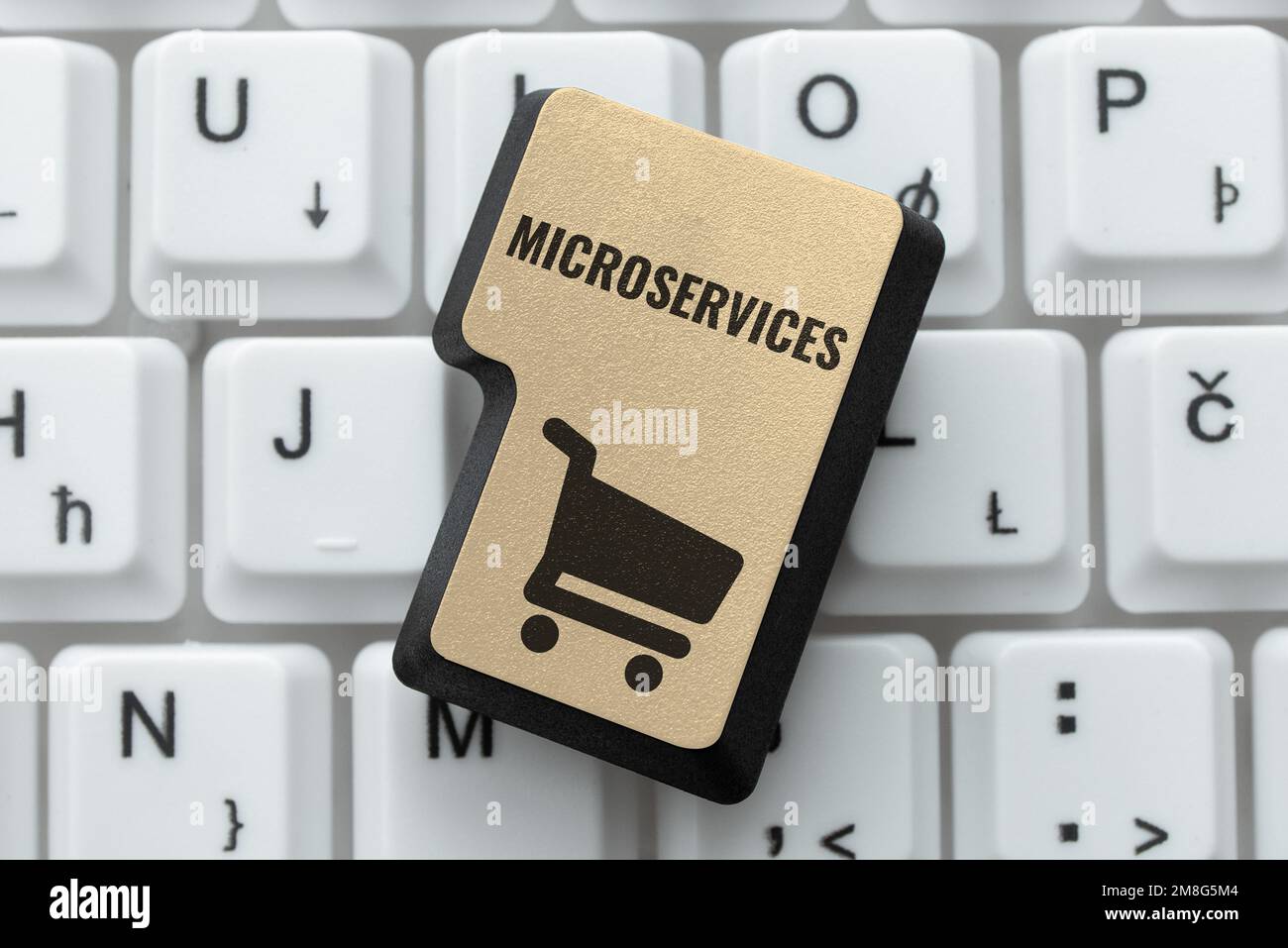 Writing displaying text Microservices. Business approach Software development technique Building ...