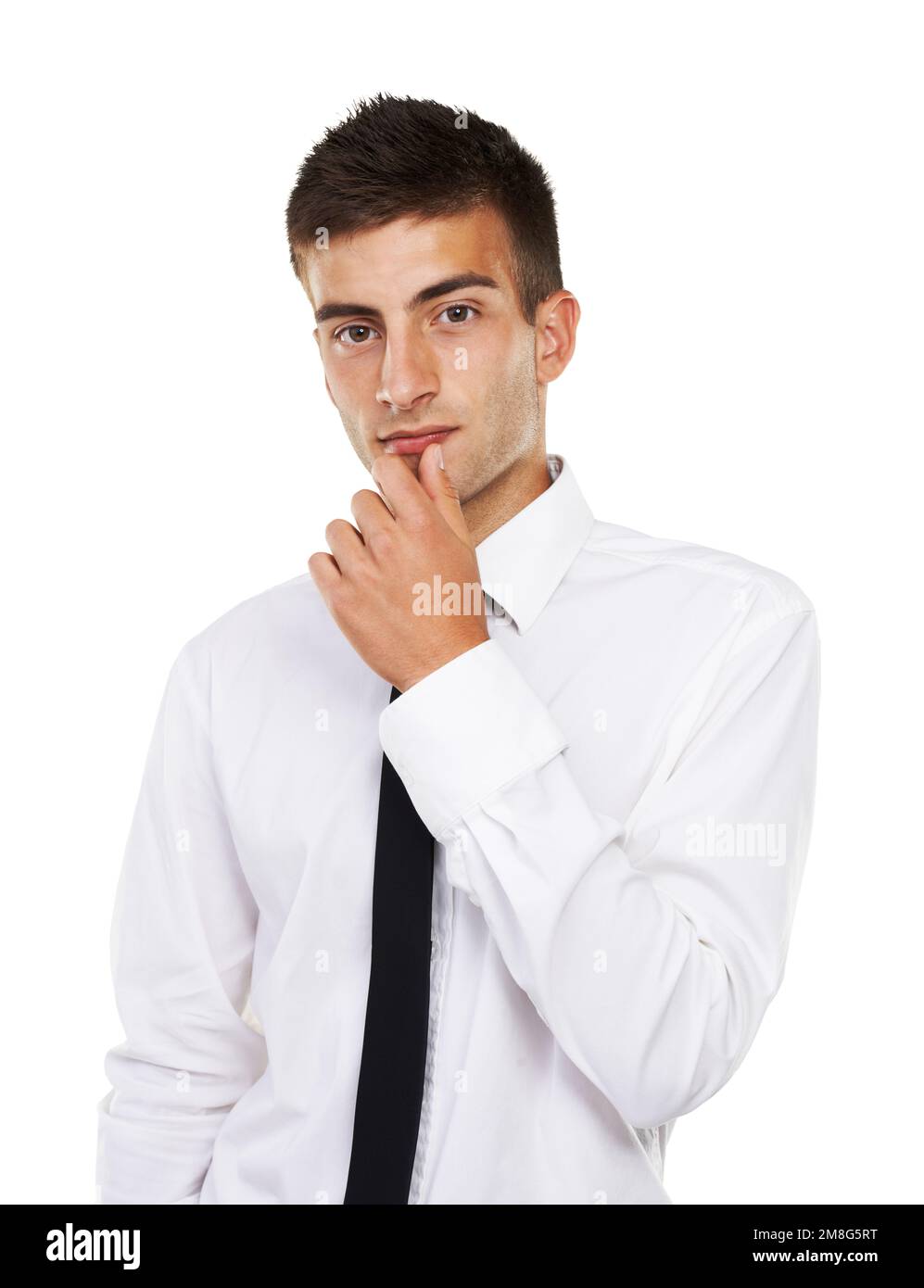 The office thinker. A portrait of a business man with a white ...