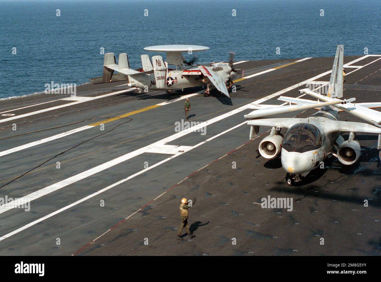 An Airborne Early Warning Squadron 110 (VAW-110) E-2C Hawkeye aircraft ...