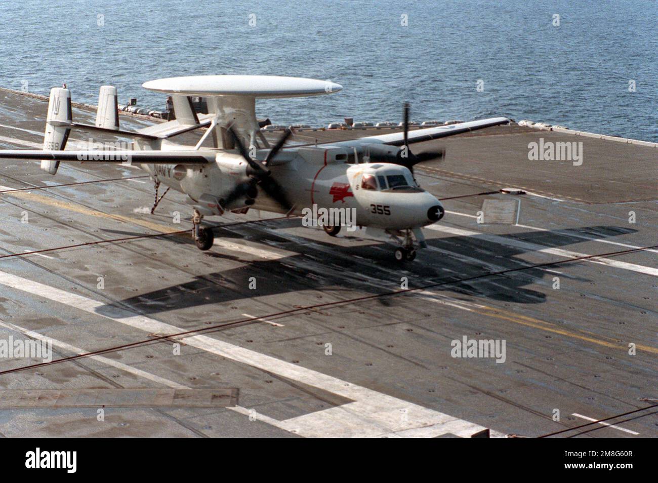 An Airborne Early Warning Squadron 110 (VAW-110) E-2C Hawkeye aircraft ...