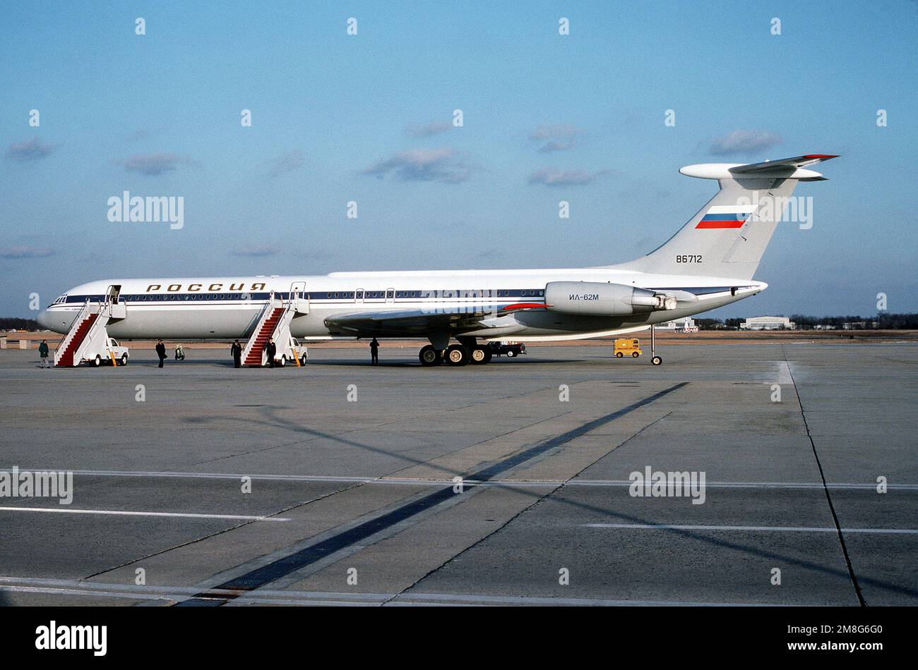 A left side view of the I1-62M aircraft of Russian President Boris ...