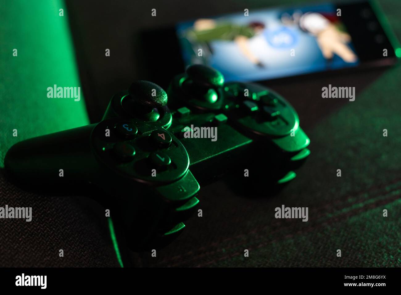 Smartphone and two game joysticks. Minimalism. Cybersport concept ...