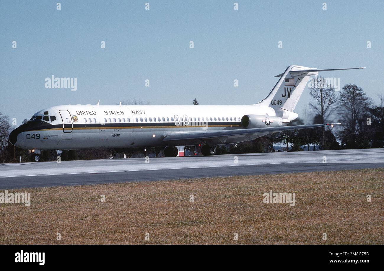 A left side view of a Fleet Logistic Support Squadron 58 (VR-58) C-9B ...