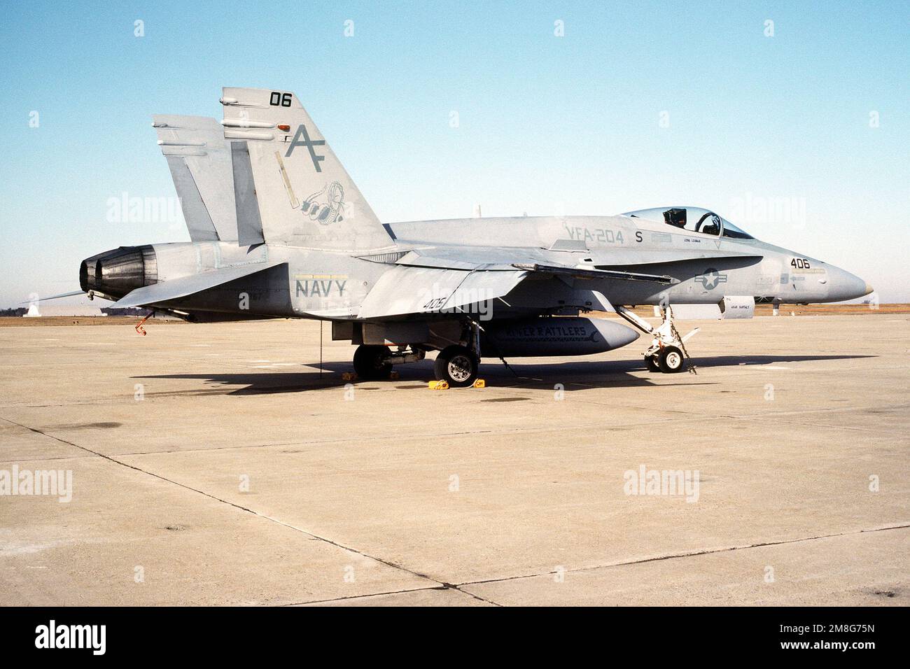 A right side view of a Strike Fighter Squadron 204 (VFA-204) F/A-18A ...
