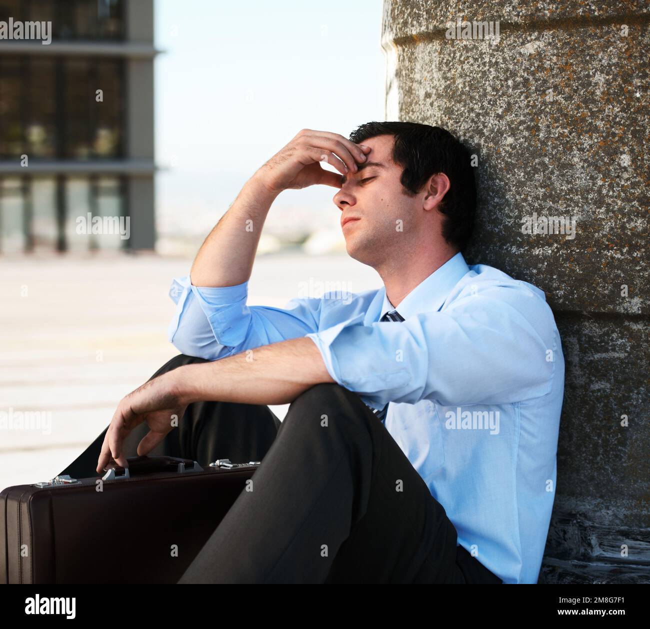 Tired overworked caucasian businessman outdoors hi-res stock ...