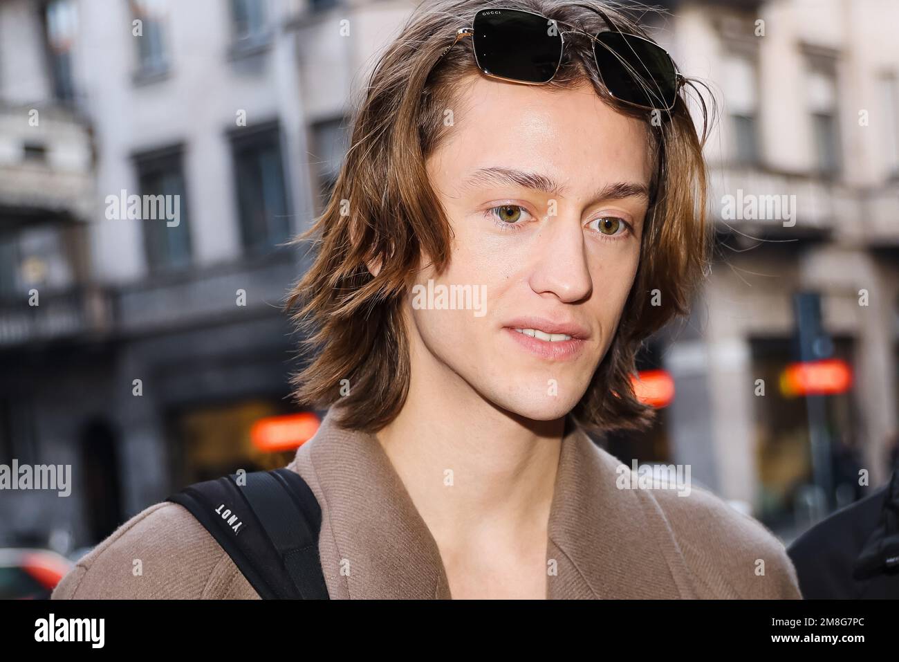 Milan, Italy. 13th Jan, 2023. Canadian actor Percy Hynes White is seen ...