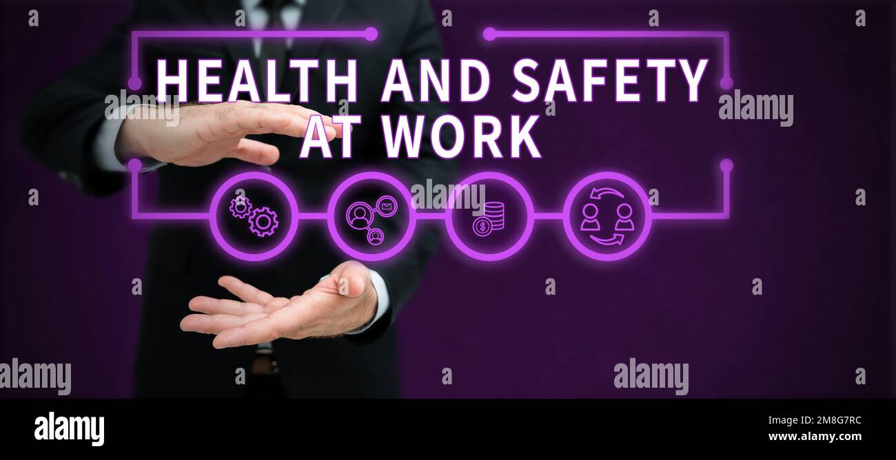 Conceptual display Health And Safety At Work. Business showcase Secure ...