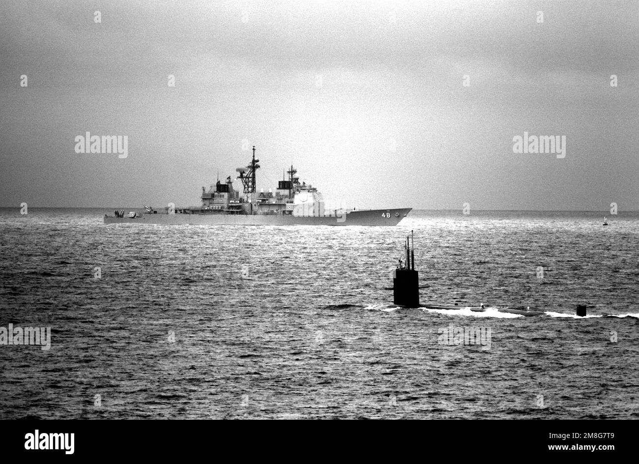 A Sturgeon class nuclear-powered attack submarine is shown deplarting ...