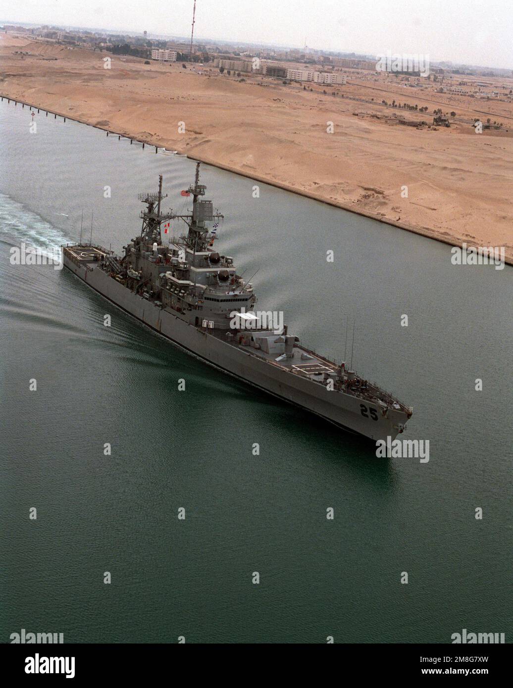 A starboard bow view of the nuclear-powered guided missile cruiser USS ...
