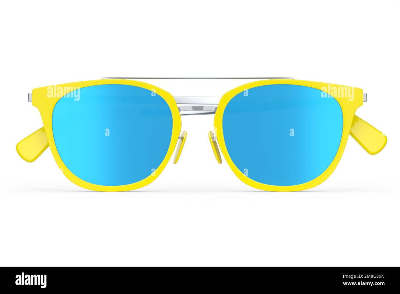 Realistic sunglasess with gradient lens and yellow plastic frame on ...
