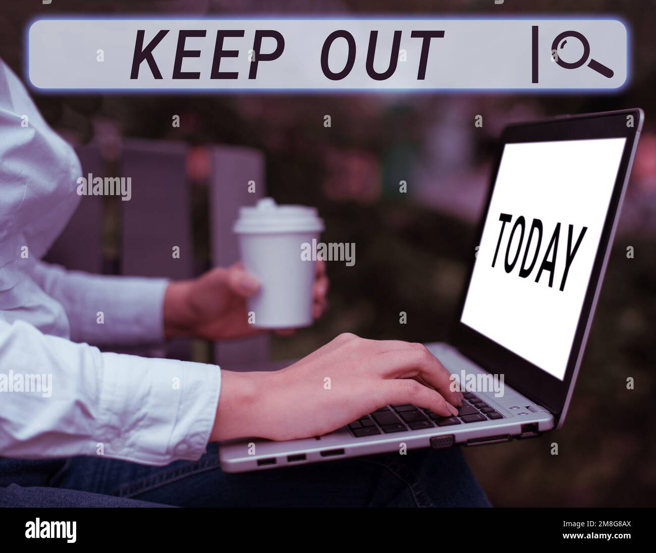 Writing displaying text Keep Out. Internet Concept to stop someone or ...