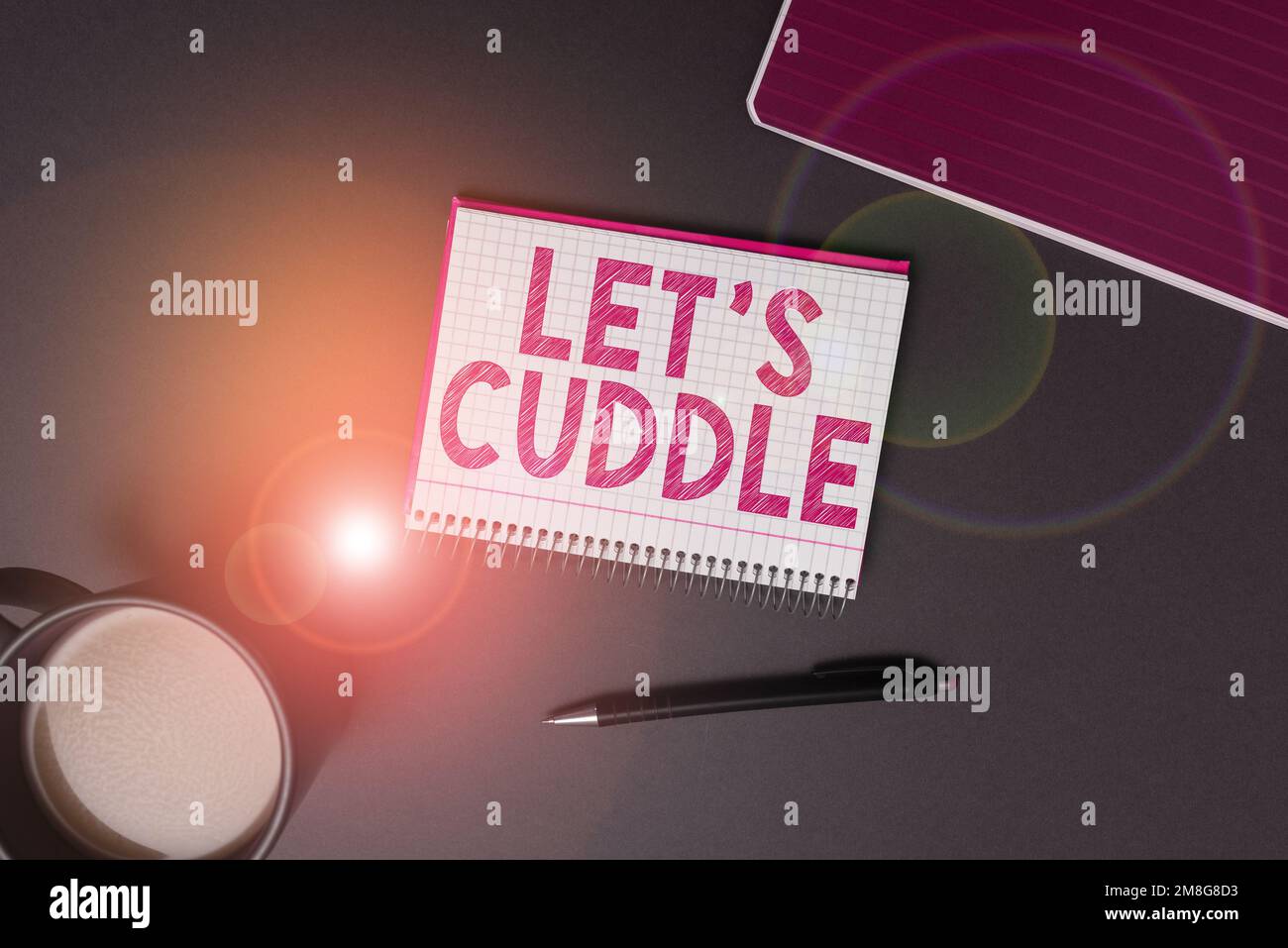 Handwriting text Let's Cuddle, Word for asking to hold close for warmth ...