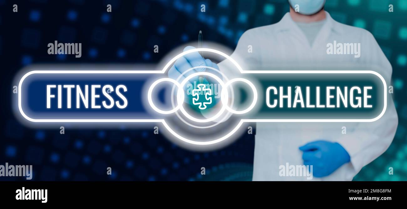 Sign displaying Fitness Challenge. Business idea condition of being ...