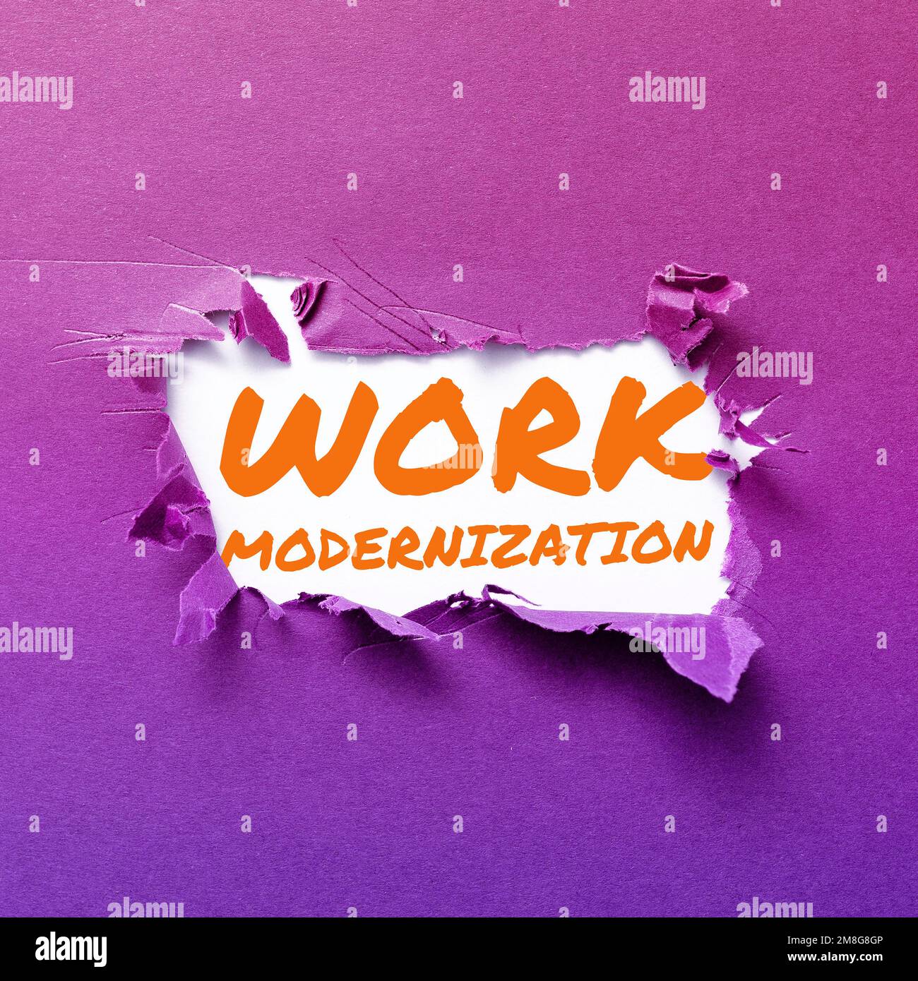 Text caption presenting Work Modernization, Conceptual photo changing ...