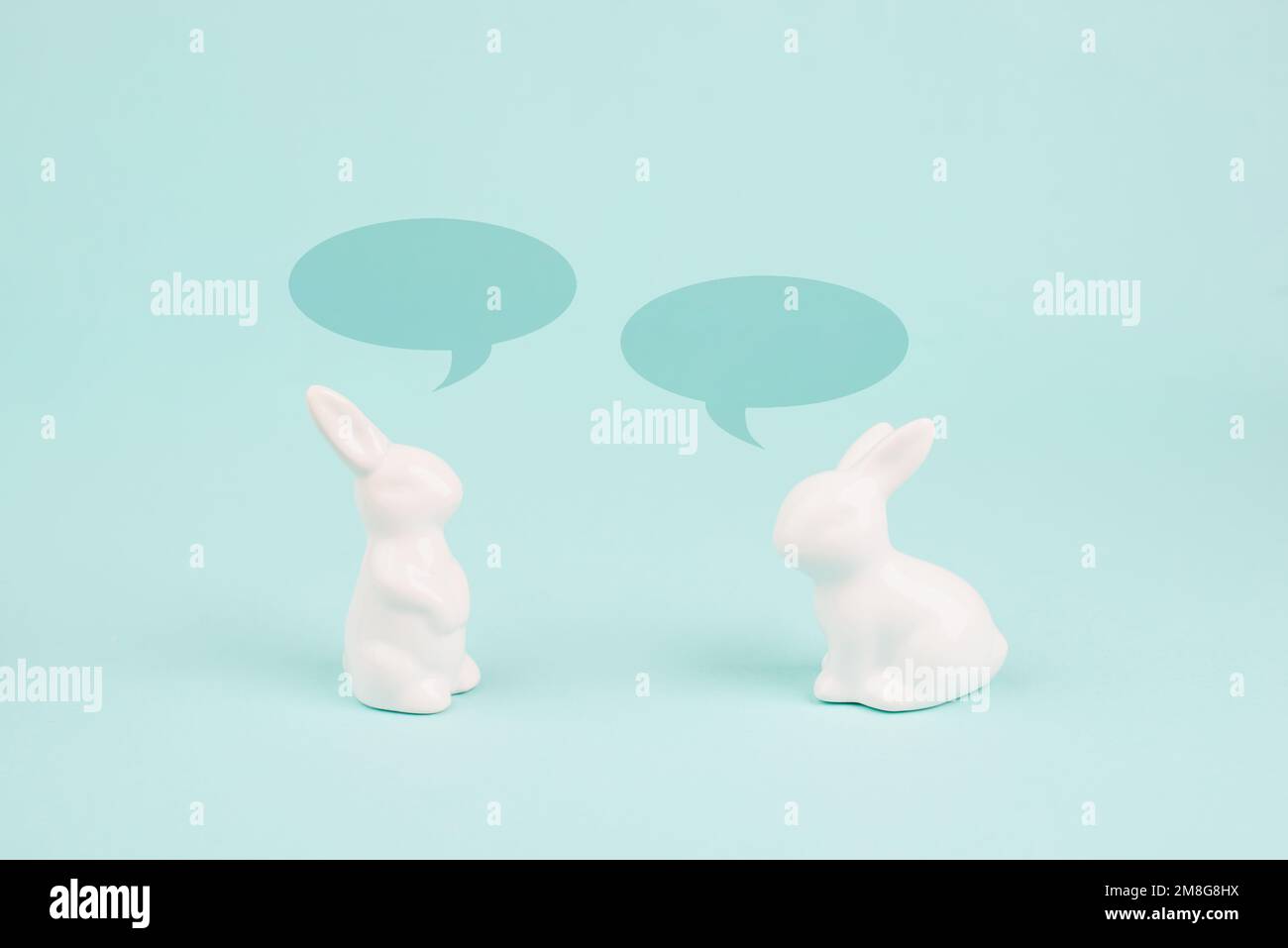 Easter bunny talking together, rabbits have a conversation, spring ...