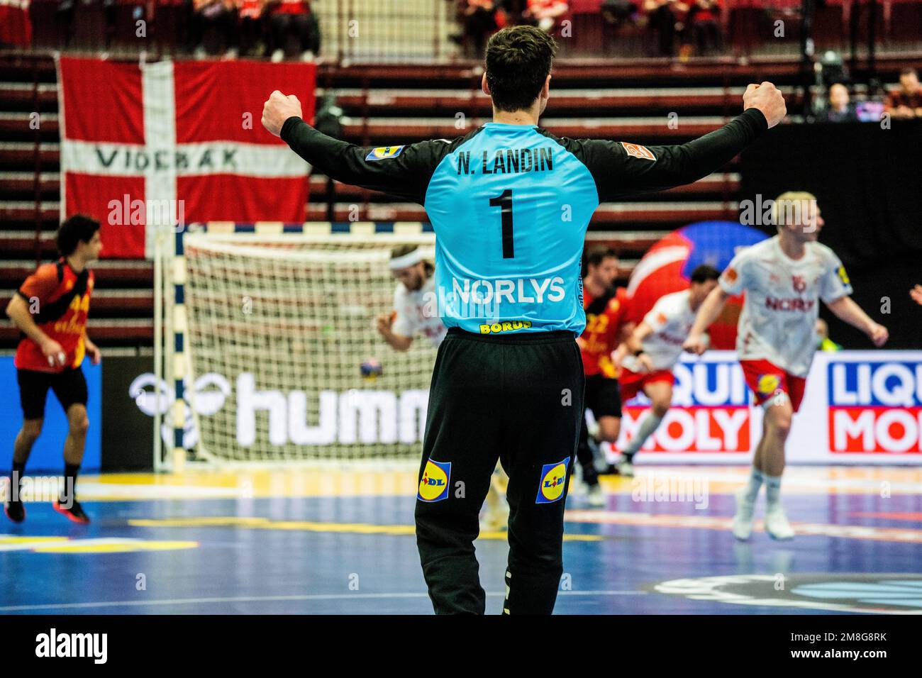 Malmo, Sweden. 13th Jan, 2023. Niklas Landin (1) of Denmark seen during the IHF World Handball ...