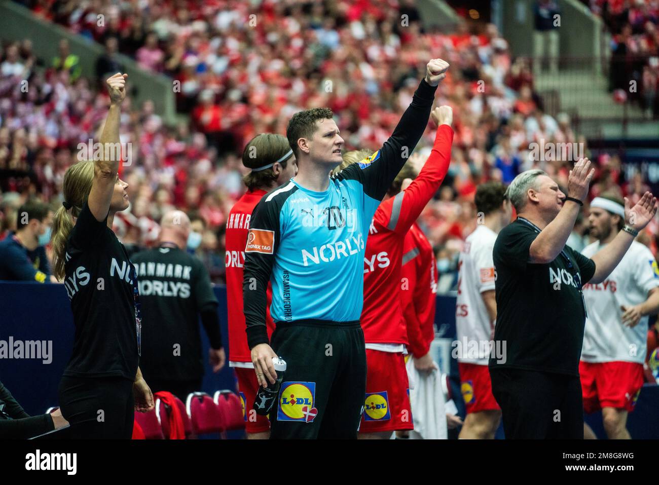 Malmo, Sweden. 13th Jan, 2023. Kevin Moller (20) of Denmark seen during ...