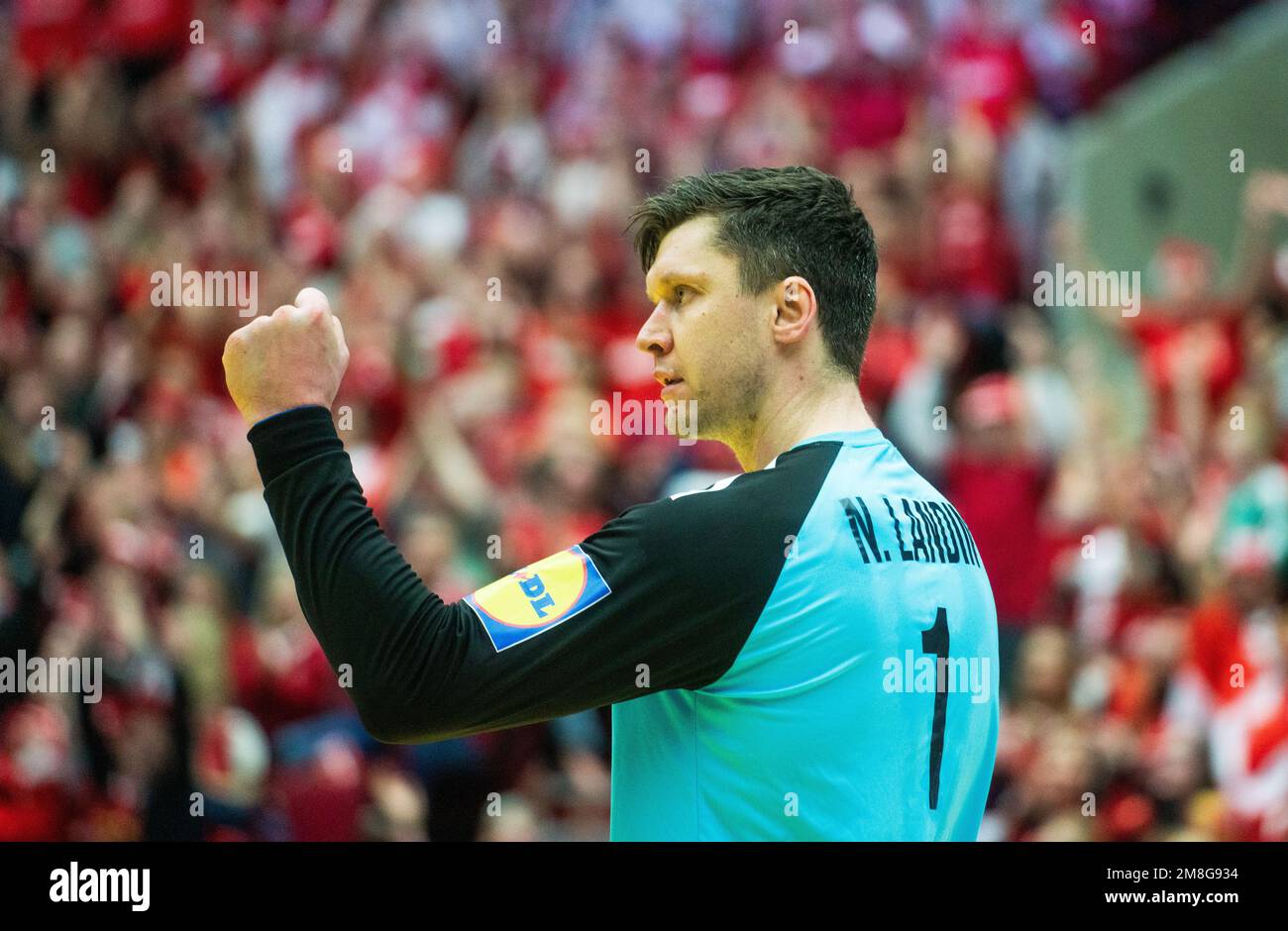Malmo, Sweden. 13th Jan, 2023. Niklas Landin (1) of Denmark seen during the IHF World Handball ...