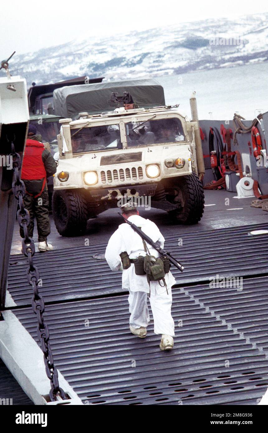 A U.S. Marine Corps M998 High-Mobility Multipurpose Wheeled Vehicle ...