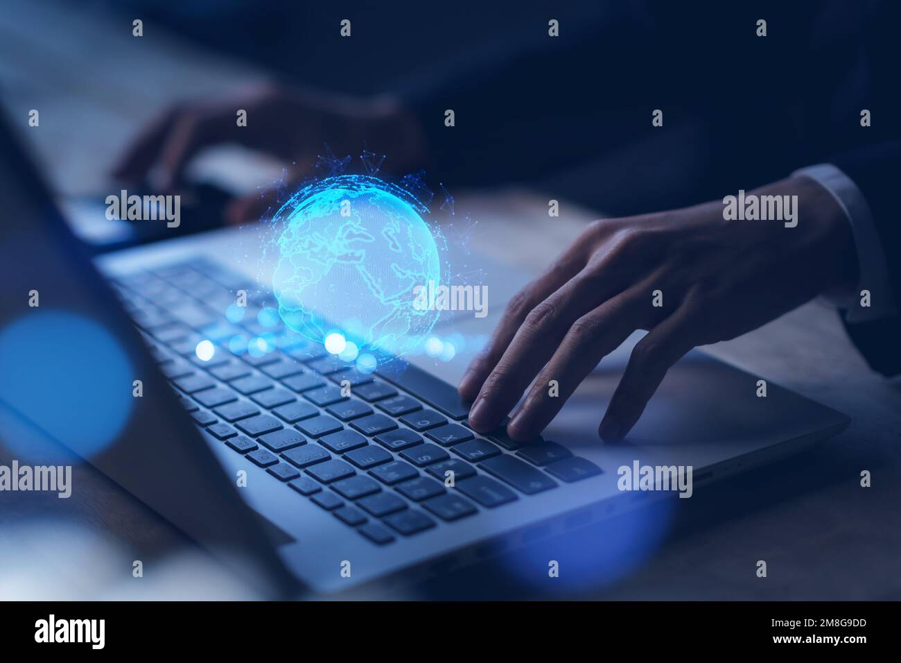 Global Internet connection application technology with businessman use ...