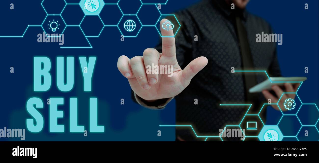 Sign displaying Buy Sell. Conceptual photo The buying and selling of ...