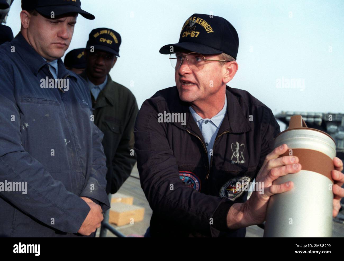 A member of the Super Rapid Bloom Offboard Chaff (SRBOC) reloading crew ...