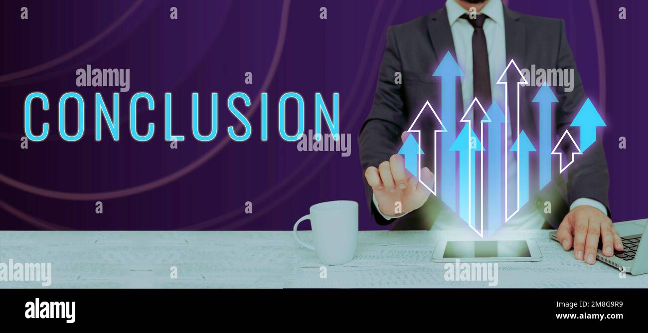 Text caption presenting Conclusion. Business idea Results analysis ...