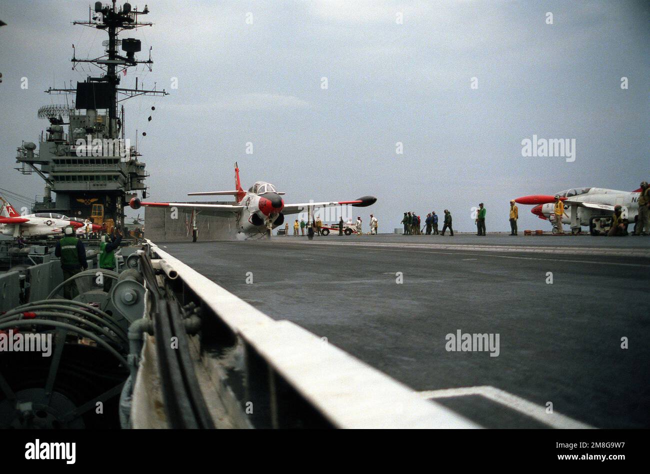 A Training Squadron 19 (VT-19) T-2C Buckeye aircraft is launched from ...