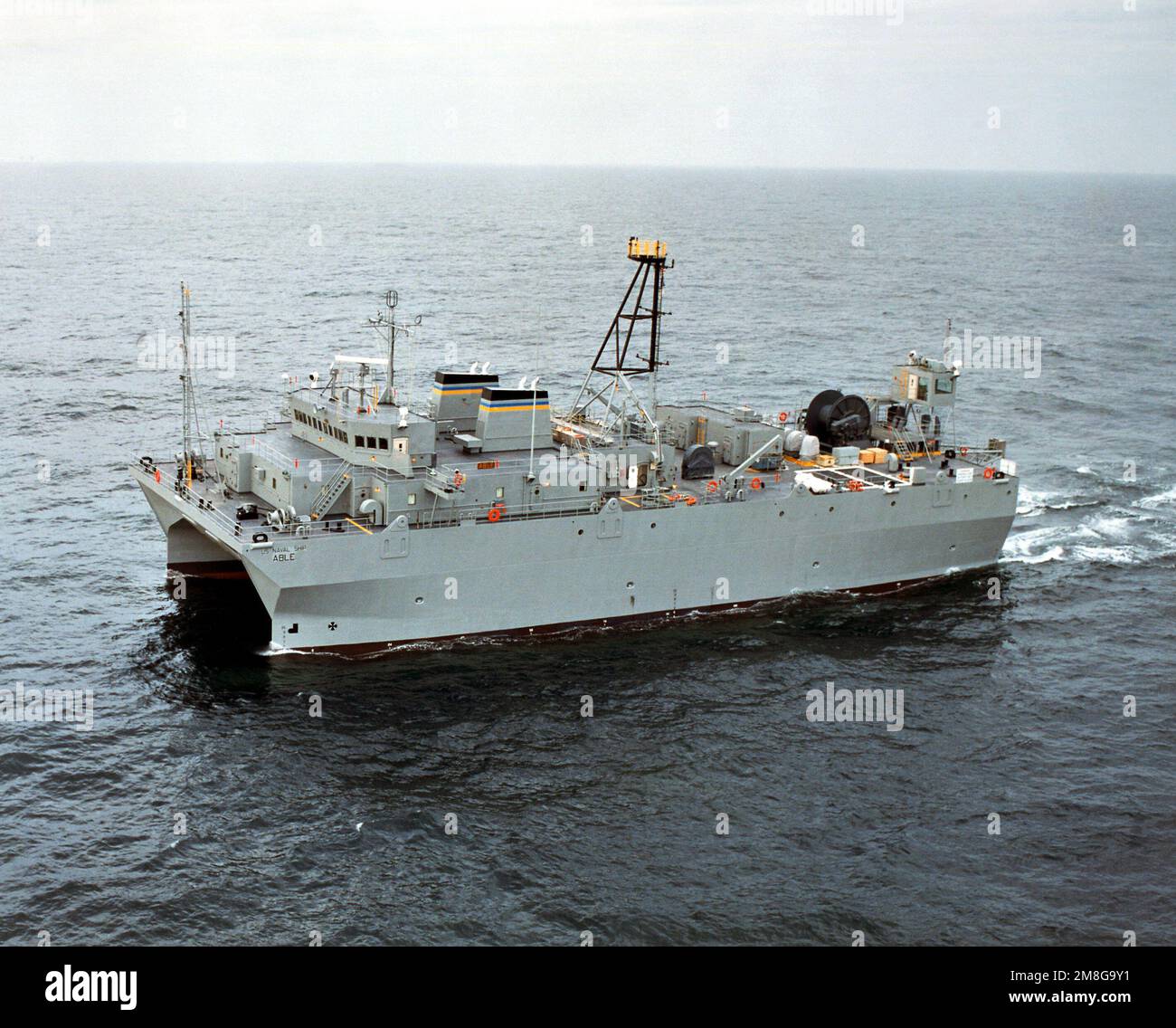 A port bow view of the ocean surveillance ship USNS ABLE (T-AGOS-20) of ...