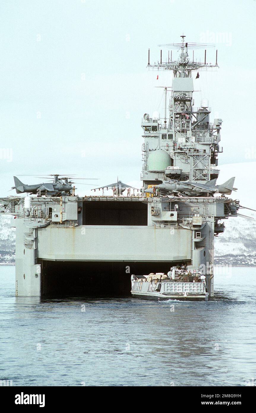 Utility landing craft LCU-1654 enters the well deck of the amphibious ...