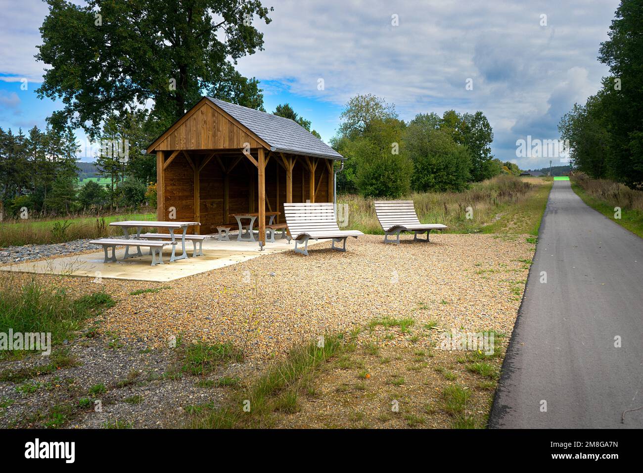 a rest area at the Vennbahn, a long-distance cycle path through 3 ...