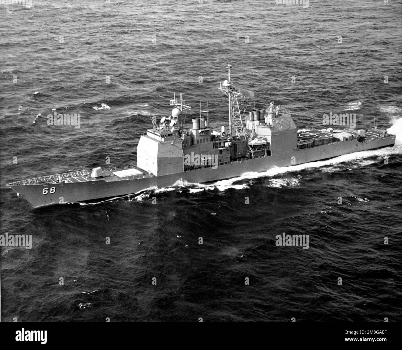 A port bow view of the guided missile cruiser USS ANZIO (CG-68 ...