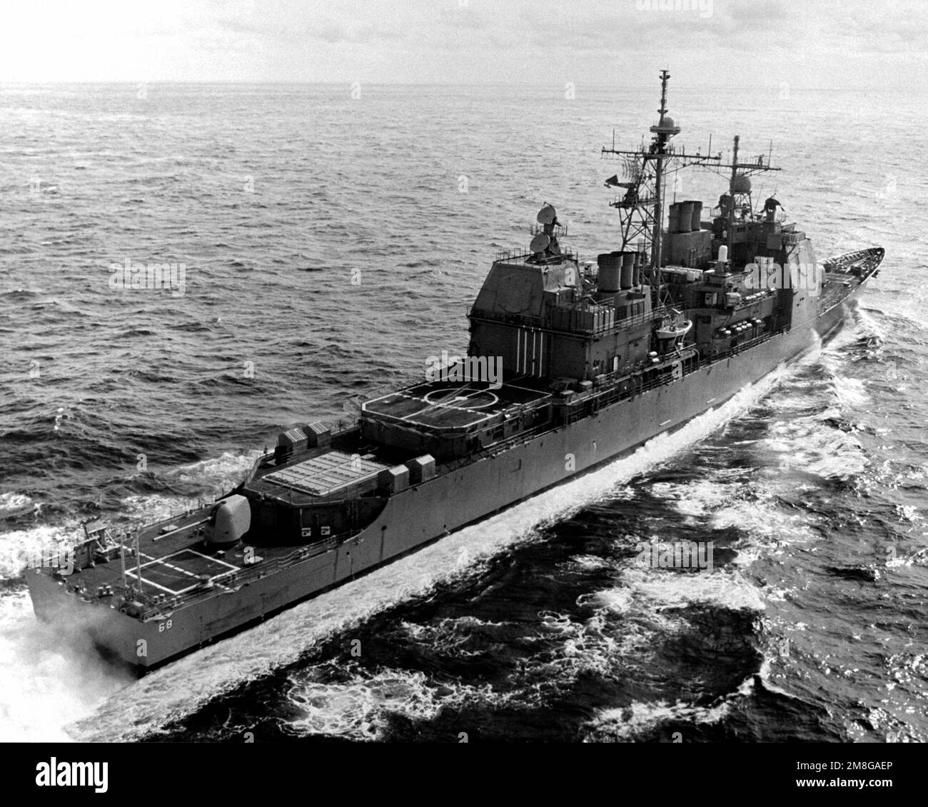 A starboard quarter view of the guided missile cruiser USS ANZIO (CG-68 ...