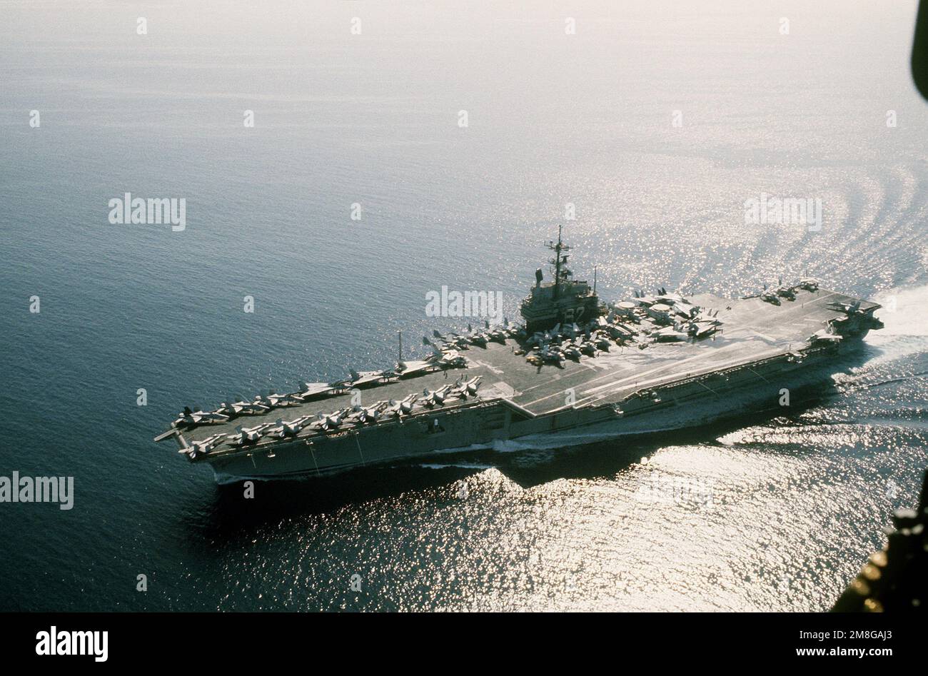 A port bow view of the aircraft carrier USS INDEPENDENCE (CV-62) during ...