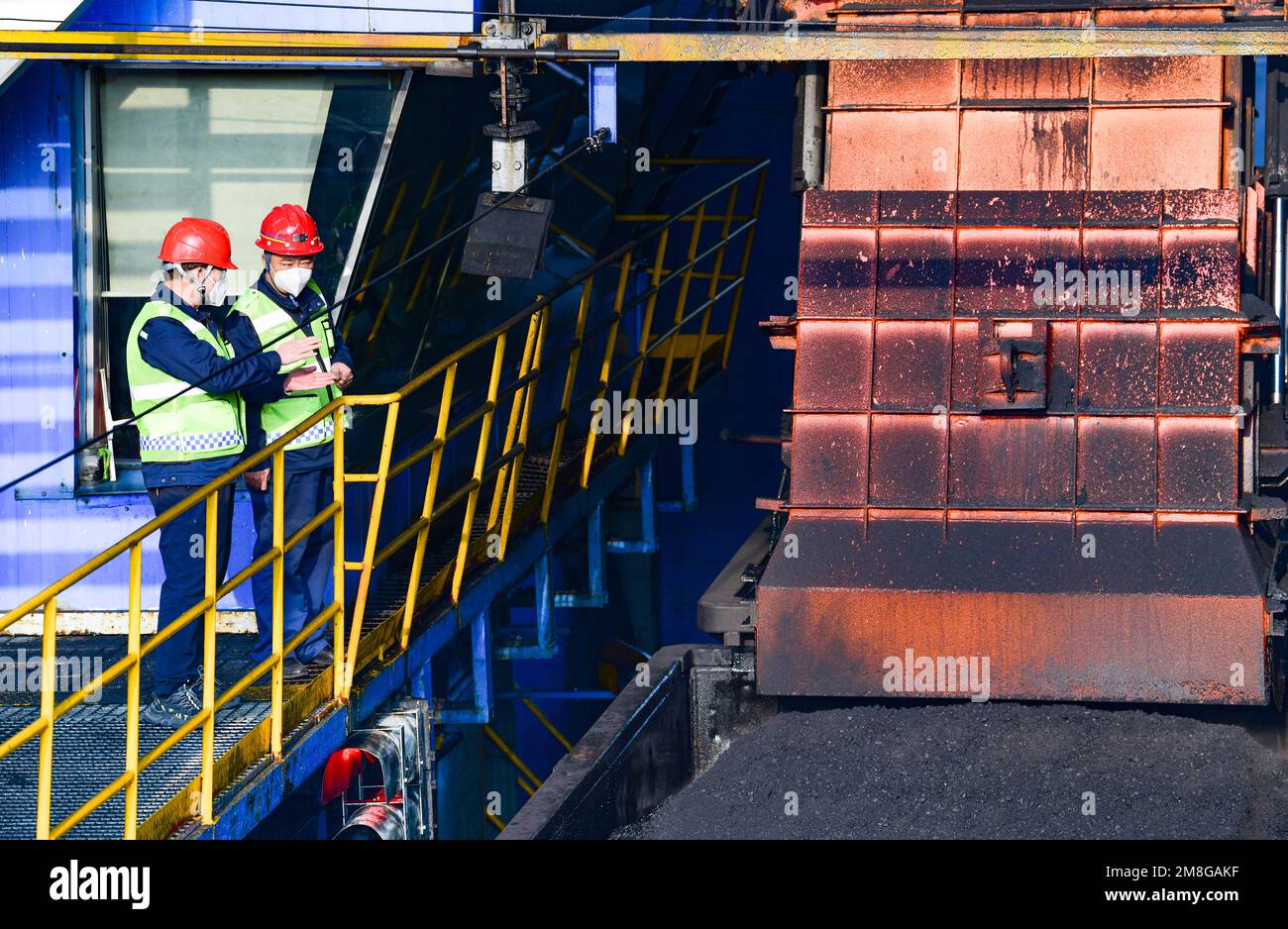ORDOS, CHINA - JANUARY 14, 2023 - Mechanical equipment loads coal for a ...