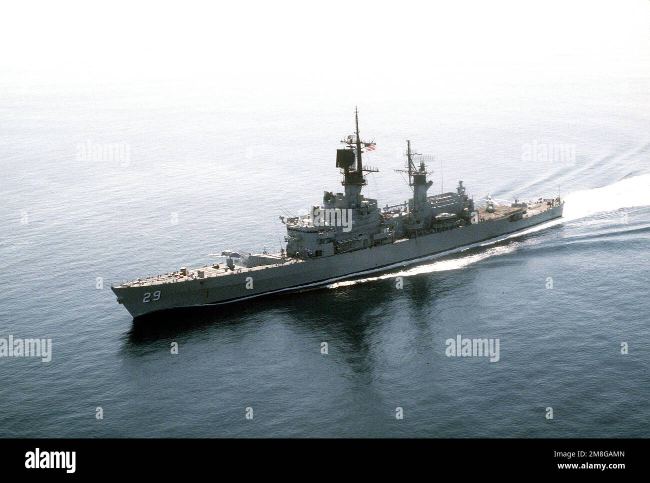 A port bow view of the guided missile cruiser USS JOUETT (CG-29 ...