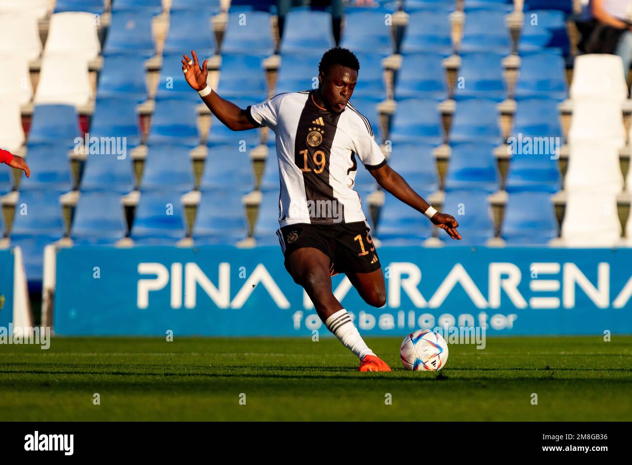 KEN IZEKOR of Germany kicks the ball, during the match, GERMANY U16 vs ...