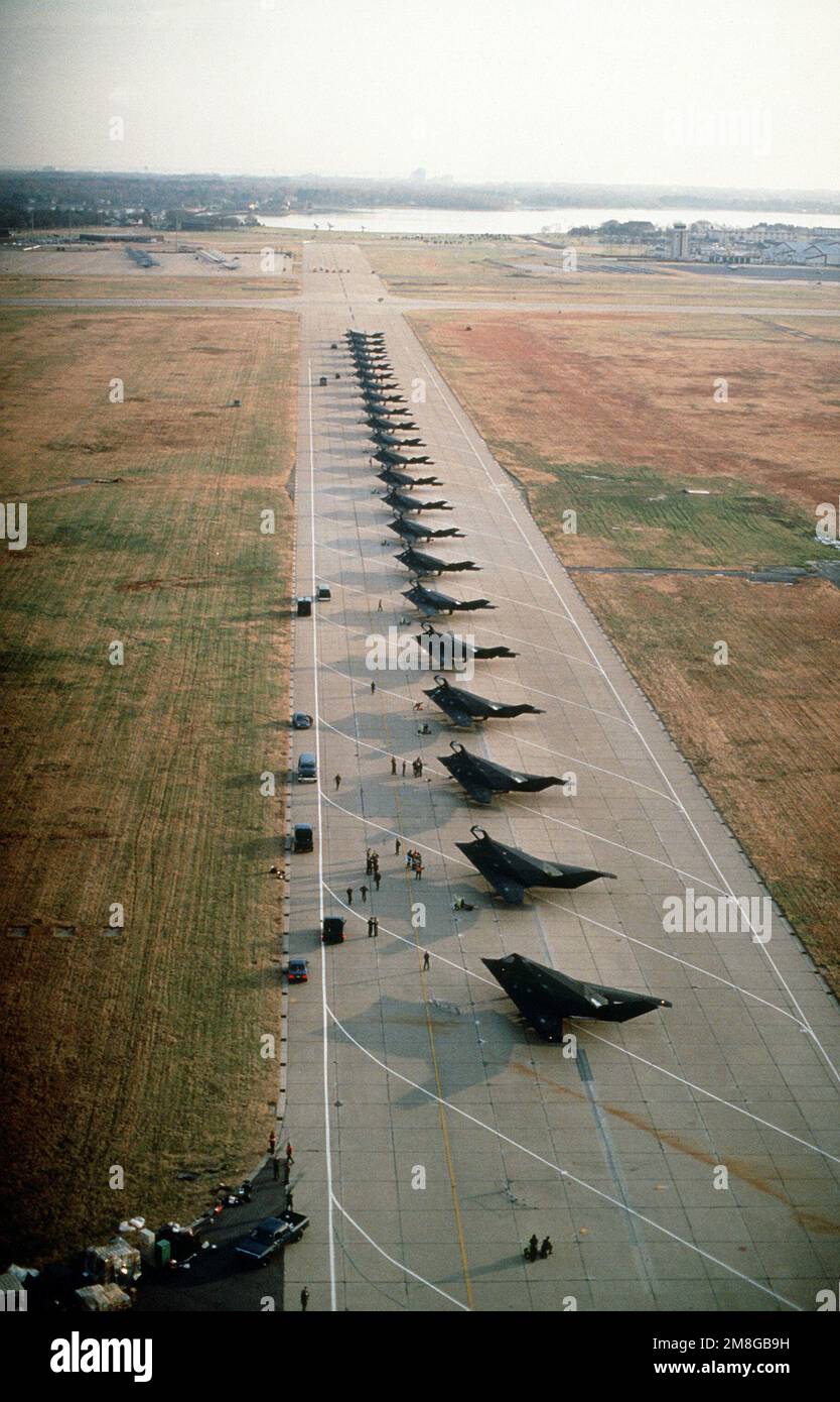 F-117A Stealth fighter aircraft from the 37th Tactical Fighter Wing ...