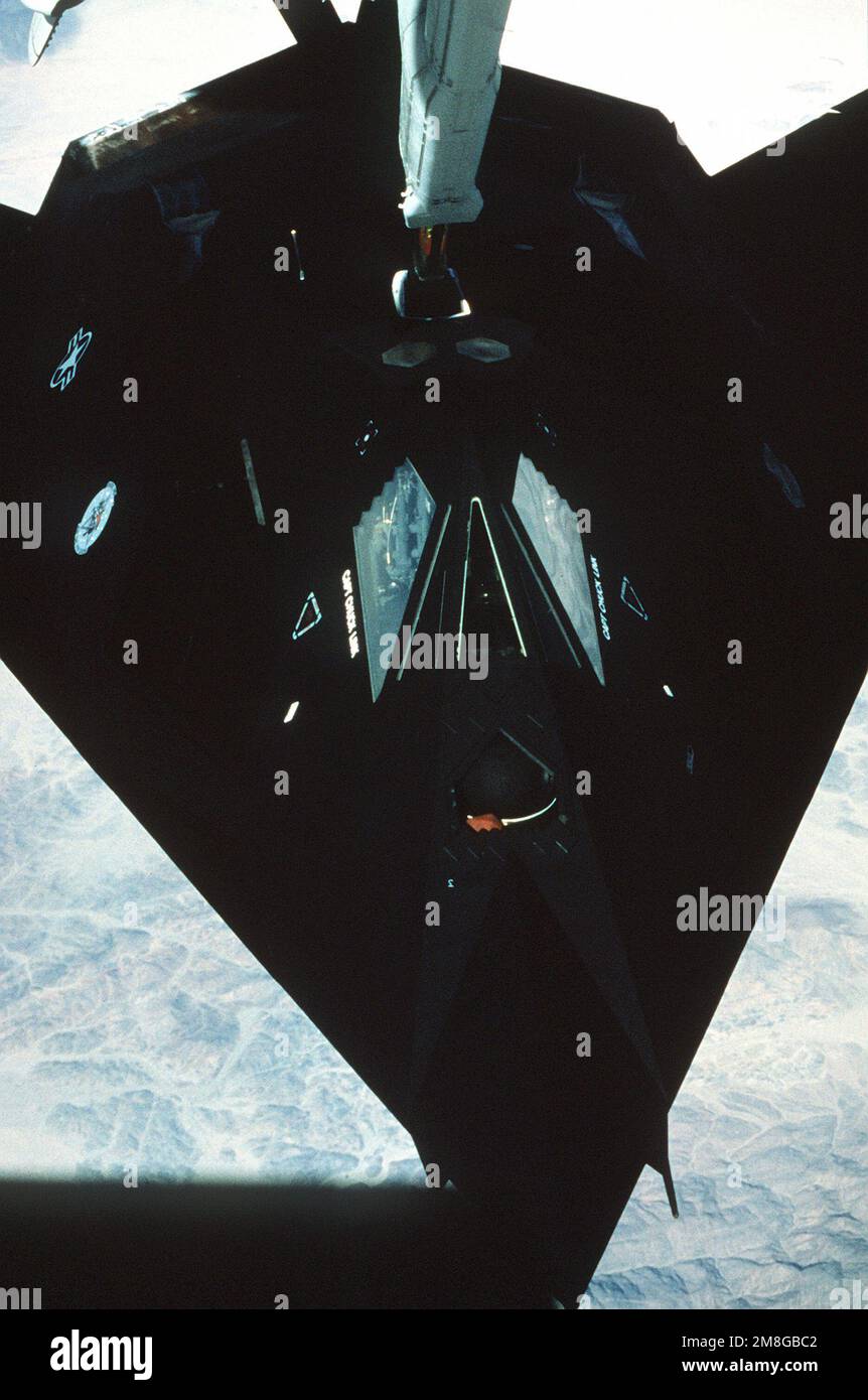 A close-up view of a 37th Tactical Fighter Wing F-117A Stealth fighter ...