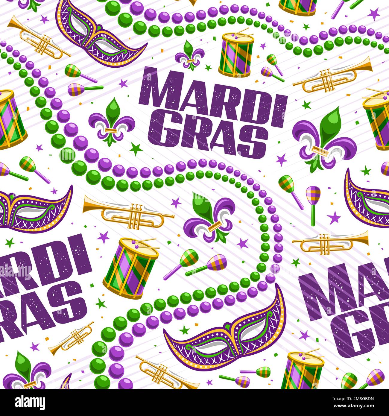 Vector Mardi Gras Seamless Pattern Repeat Background With Illustrations Of Fleur De Lis Symbol