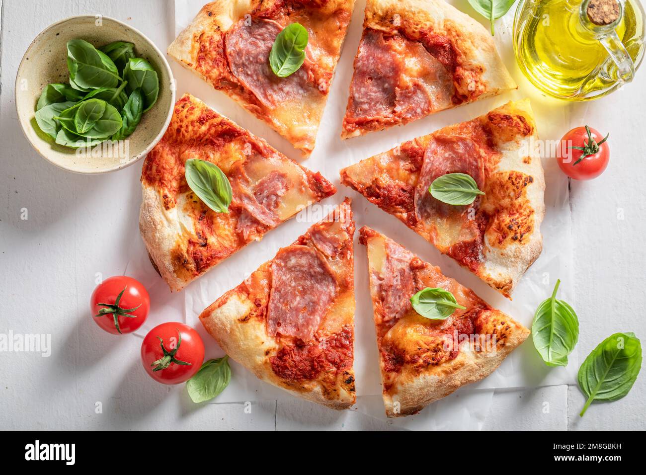 Traditional and fresh pizza served with lemonade. Classic Italian ...