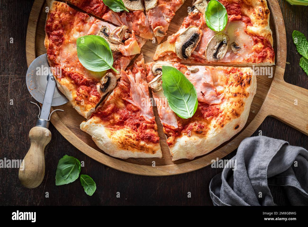 Traditional Capricciosa pizza made of fresh ingredients. Traditional ...