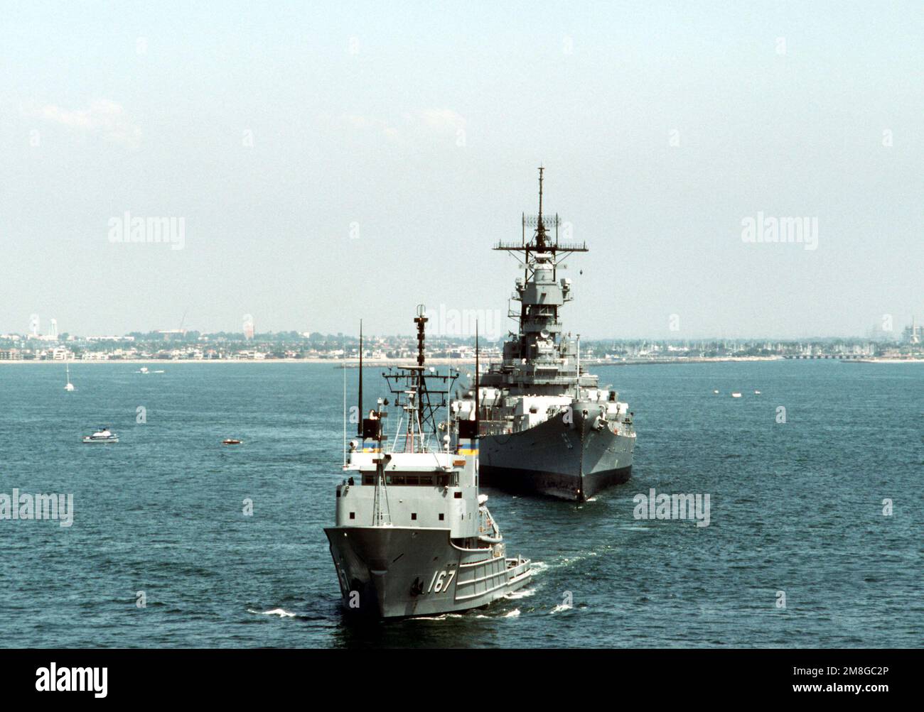 The recently decommissioned battleship USS MISSOURI (BB 63) is towed ...