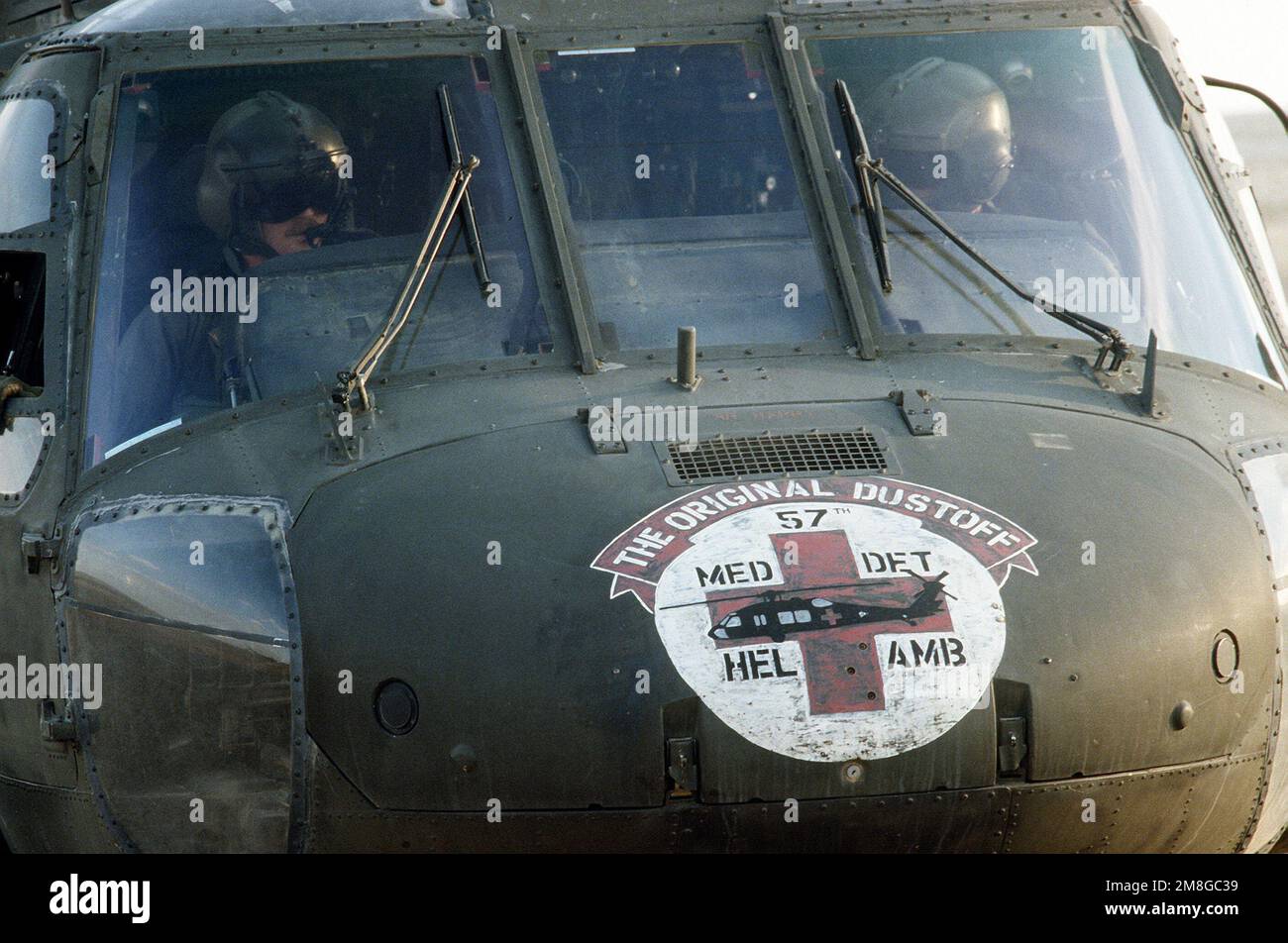 A UH-60 Black Hawk (Blackhawk) ambulance helicopter from the 57th ...