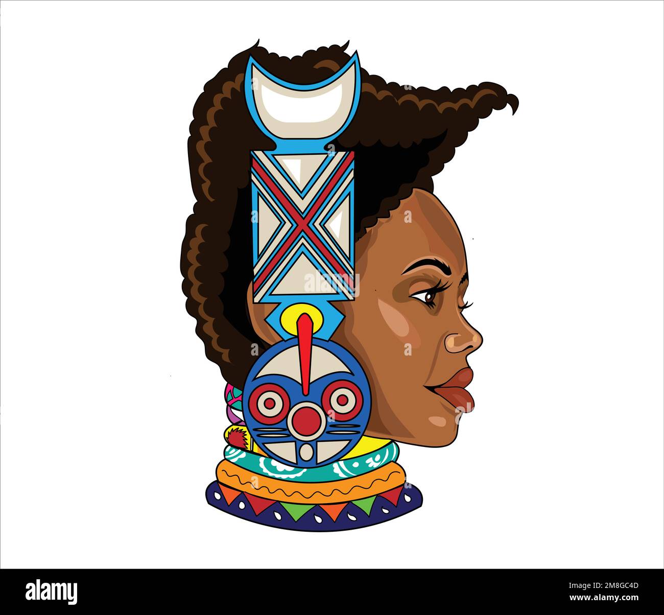Side pose girl African cultural vector illustration Stock Vector Image ...