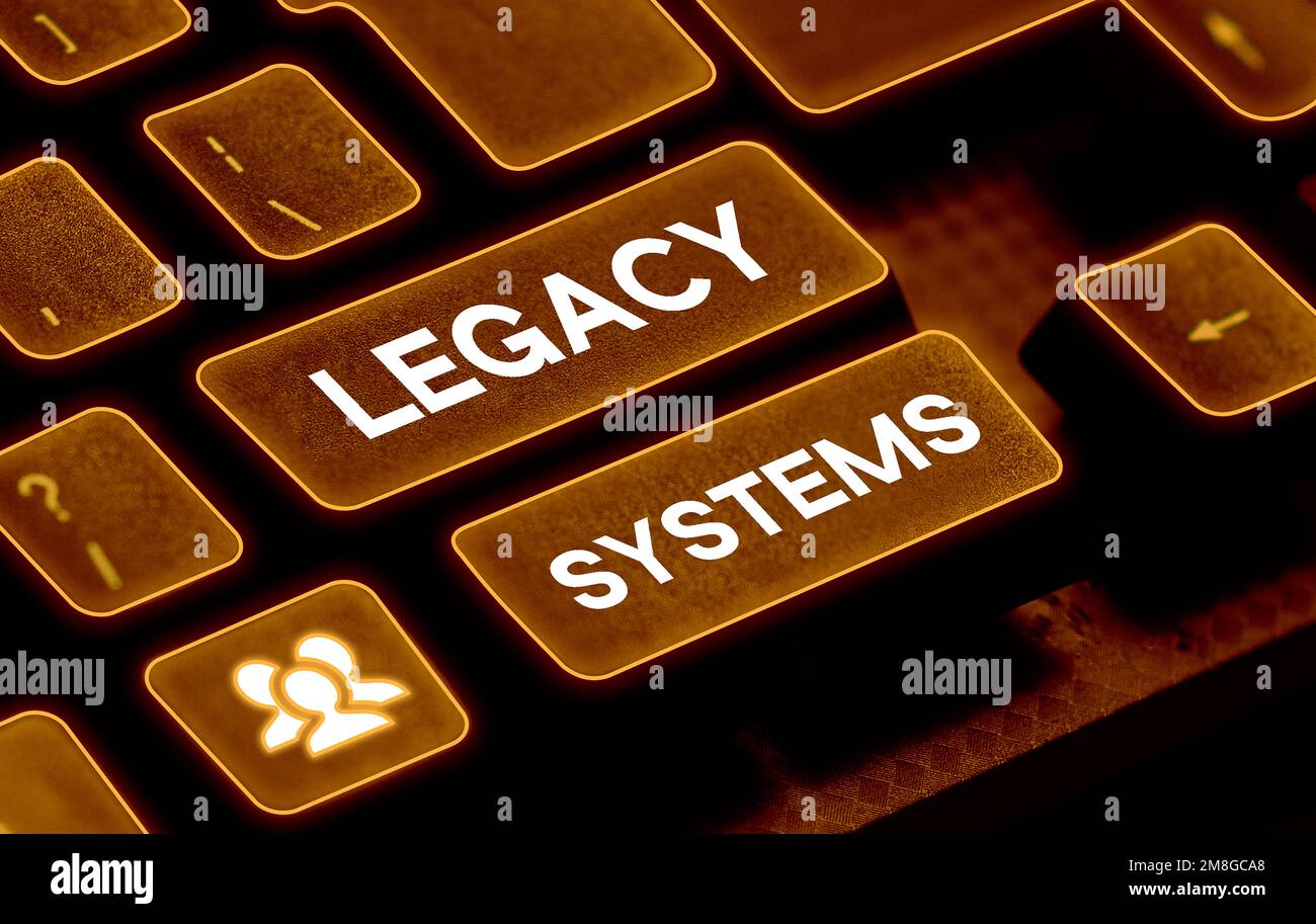 Conceptual display Legacy Systems. Business idea old method technology ...