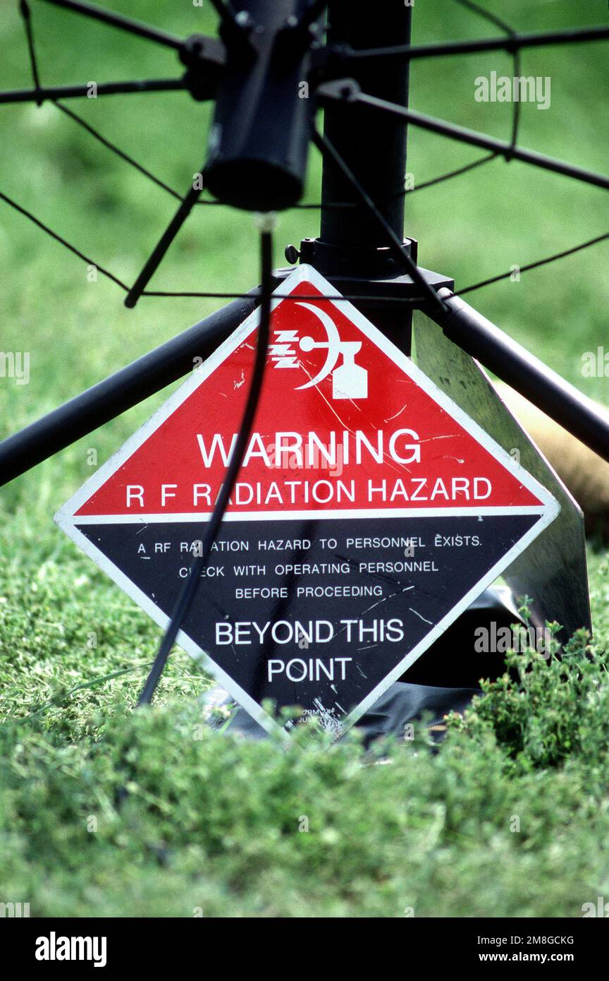 A radiation warning sign was posted when the satellite communications ...